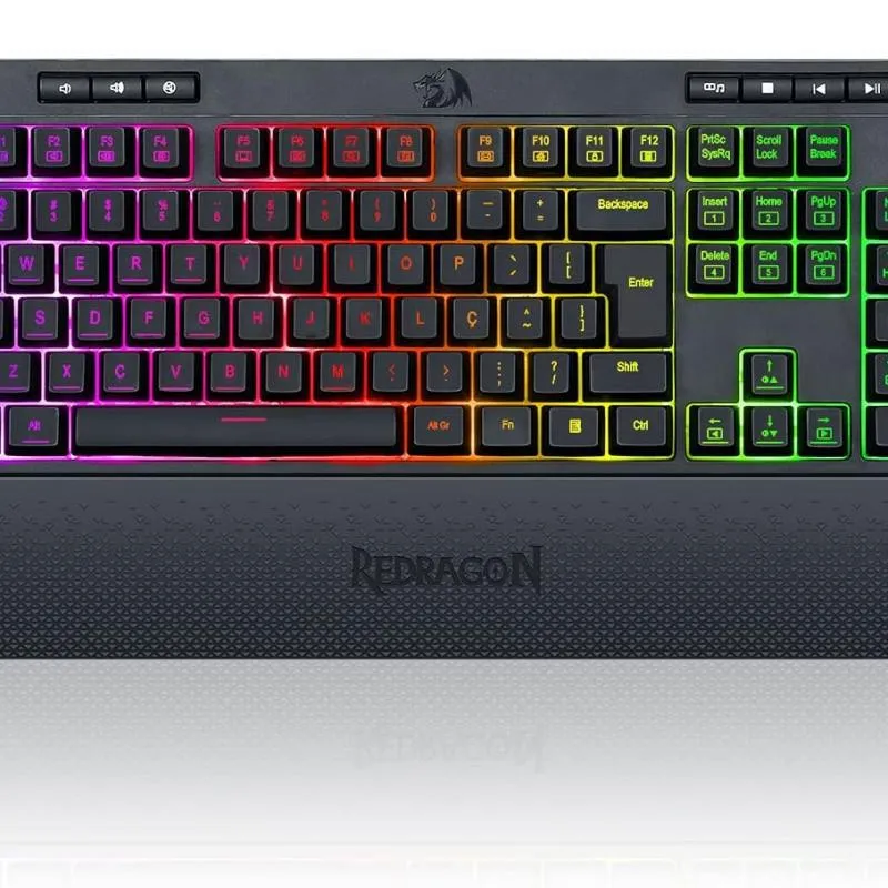 Teclado gamer Redragon Shiva K512 RGB QWERTY português Brasil cor preto ...